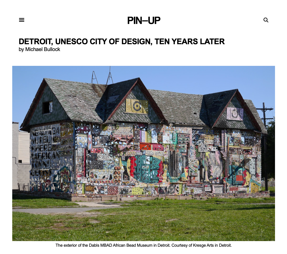 "DETROIT, UNESCO CITY OF DESIGN, TEN YEARS LATER", Pin-Up Magazine, 11 ...